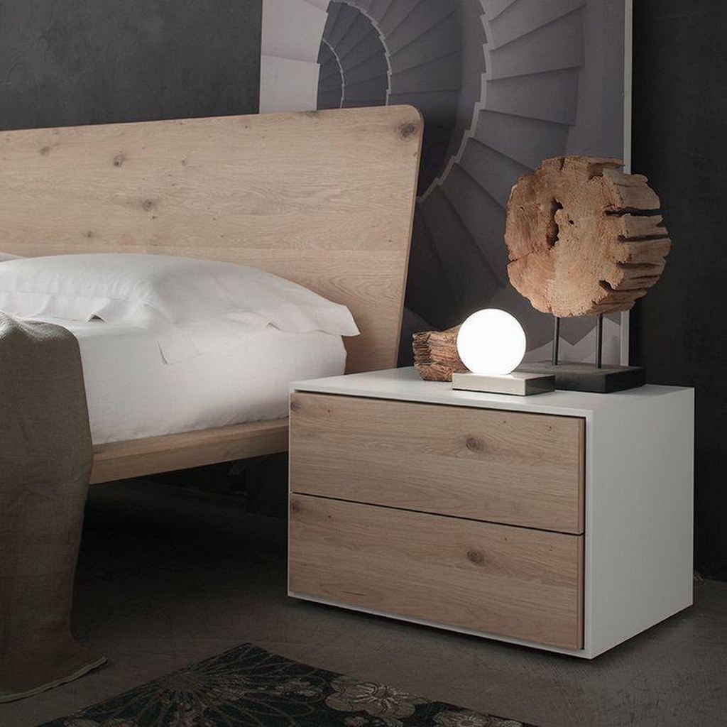 Mdf Bedside Table Beige and White- 40x50x40 cm