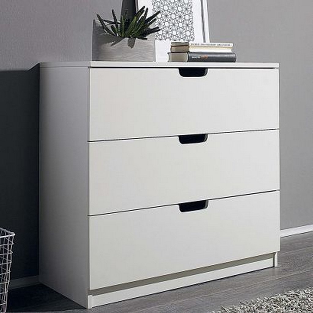 MDF Drawers Unit 3 Drawers White - 60 x 70 x 40 cm