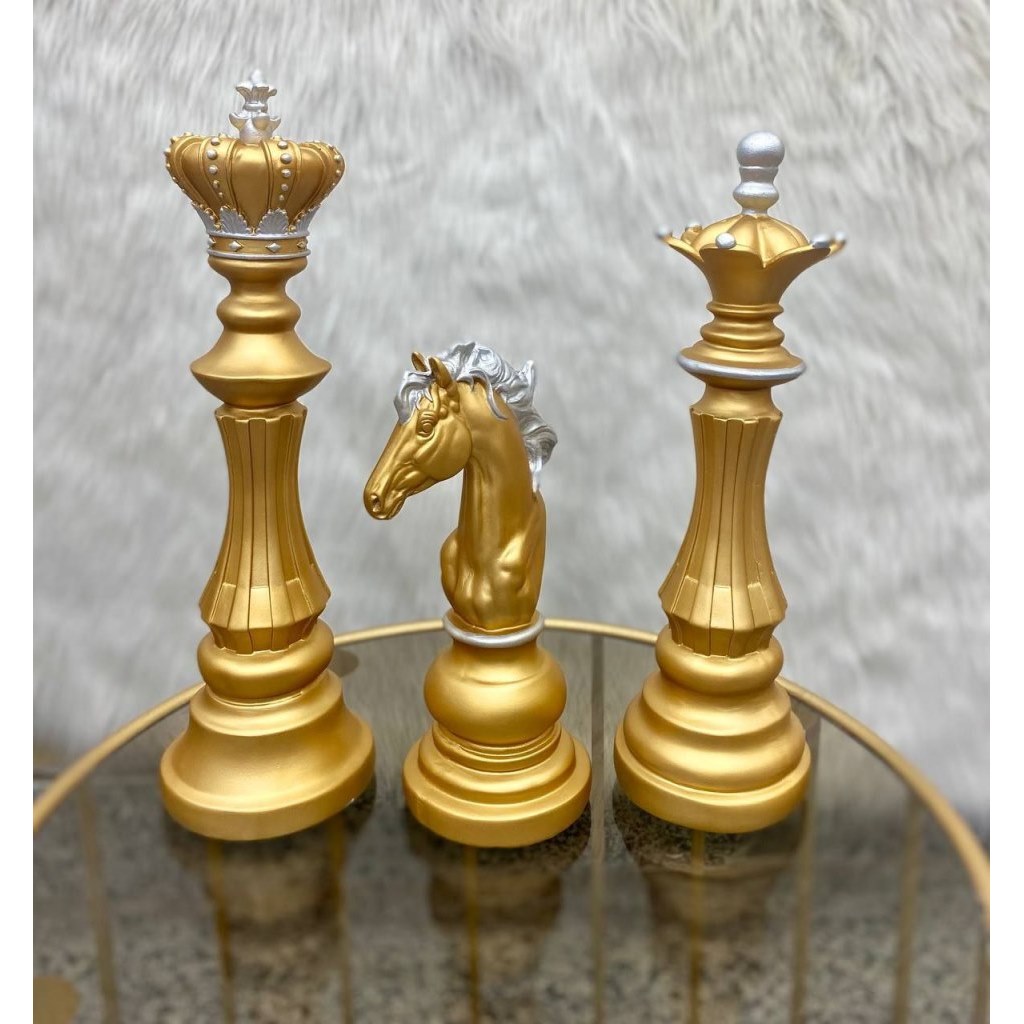 Polyester Table Accessory Set 3 Pieces - Gold and white