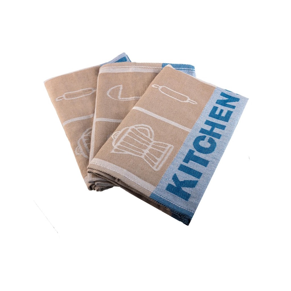 Egyptian Cotton Set Of 3 Kitchen Towels Multi Color 50 x 70 cm